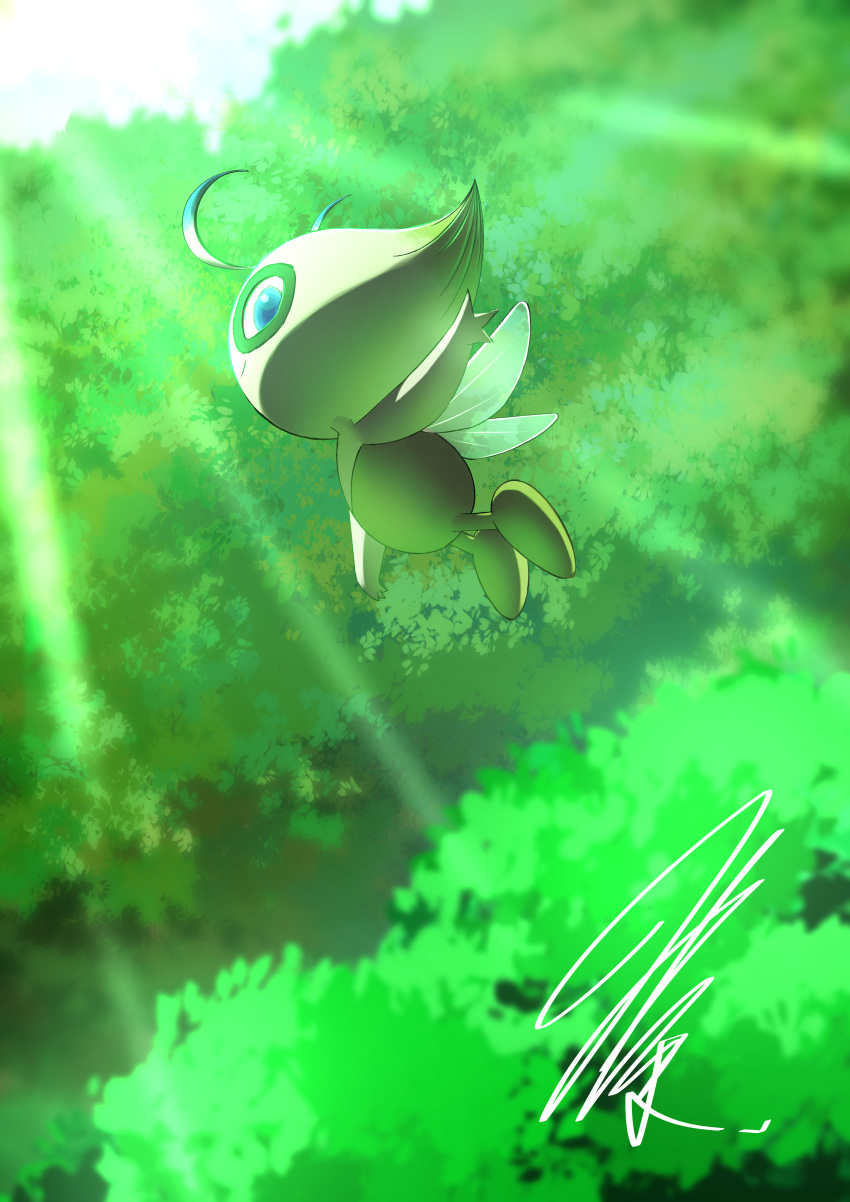 Safebooru - absurdres antenna hair blue eyes celebi colored skin ...