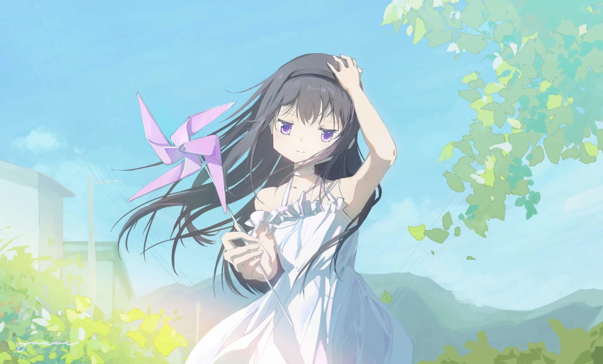 Safebooru - 1girl akemi homura alternate costume armpits bare arms bare shoulders black hair ...