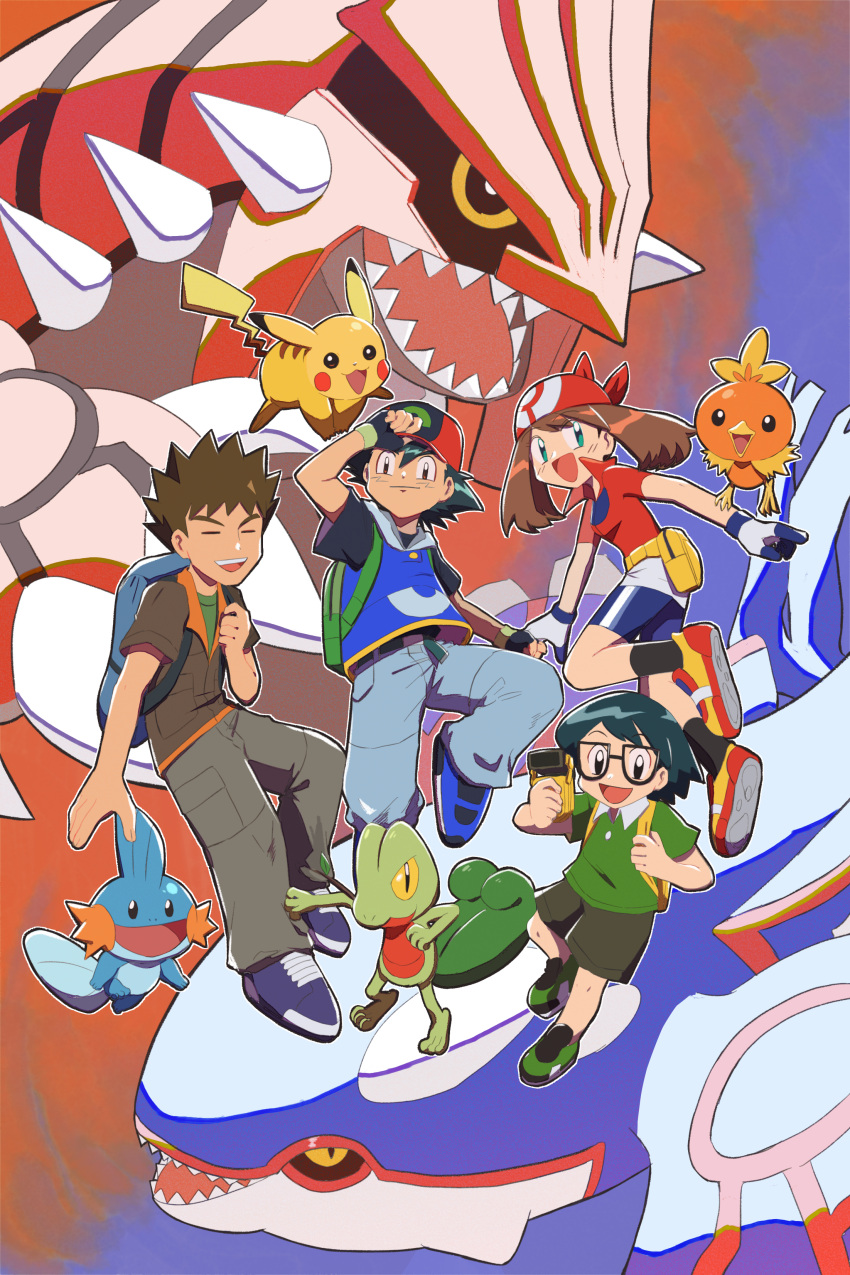 Safebooru - 1girl 3boys :3 :d = = absurdres ash ketchum backpack bag ...