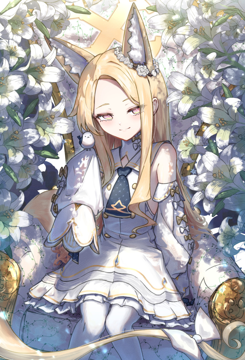 Safebooru - 1girl 3ni3ni animal ear fluff animal ears bare shoulders blonde hair blue archive ...