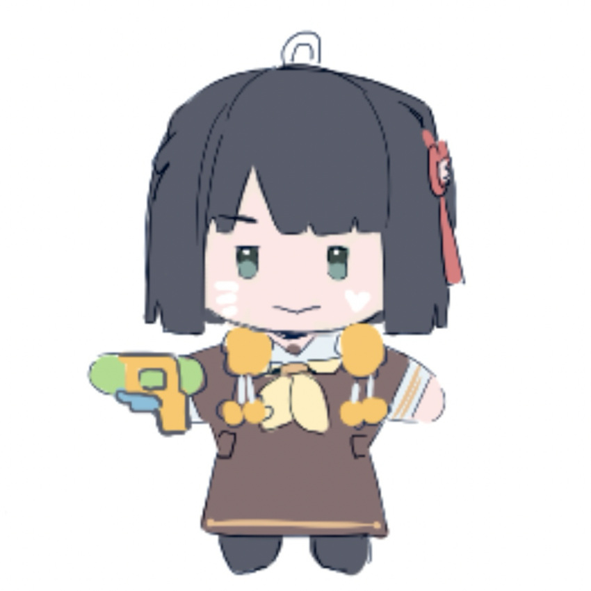 Safebooru - 1girl black hair black pantyhose blunt bangs blunt ends bob cut brown dress ...