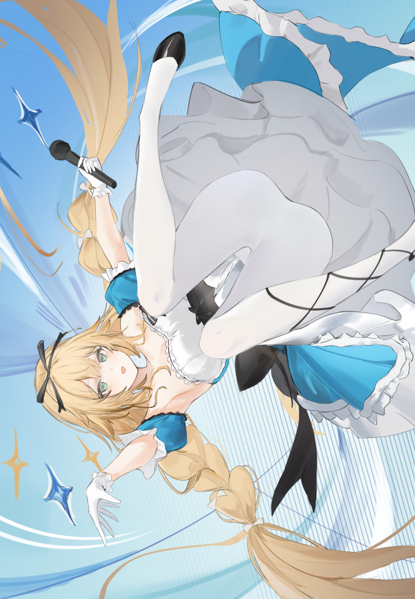 Safebooru - 1girl absurdres ass azur lane black ribbon black shoes blonde hair blue dress bow ...