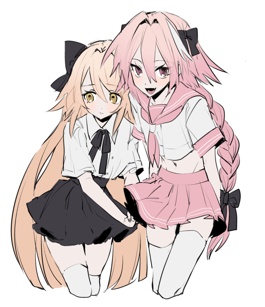 Safebooru - 1boy 1girl astolfo (fate) astolfo (sailor paladin) (fate) blonde hair bow braid ...
