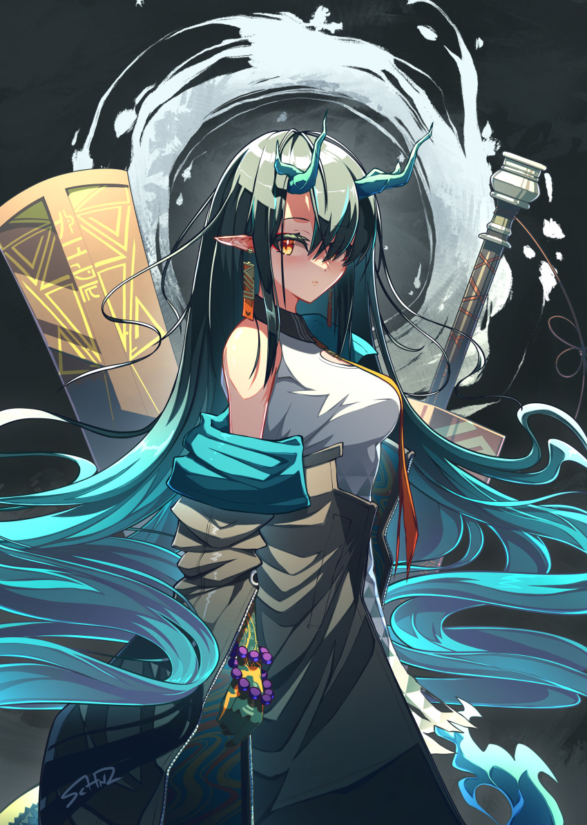 Safebooru 1girl Absurdres Arknights Bead Bracelet Beads Black Hair 7477