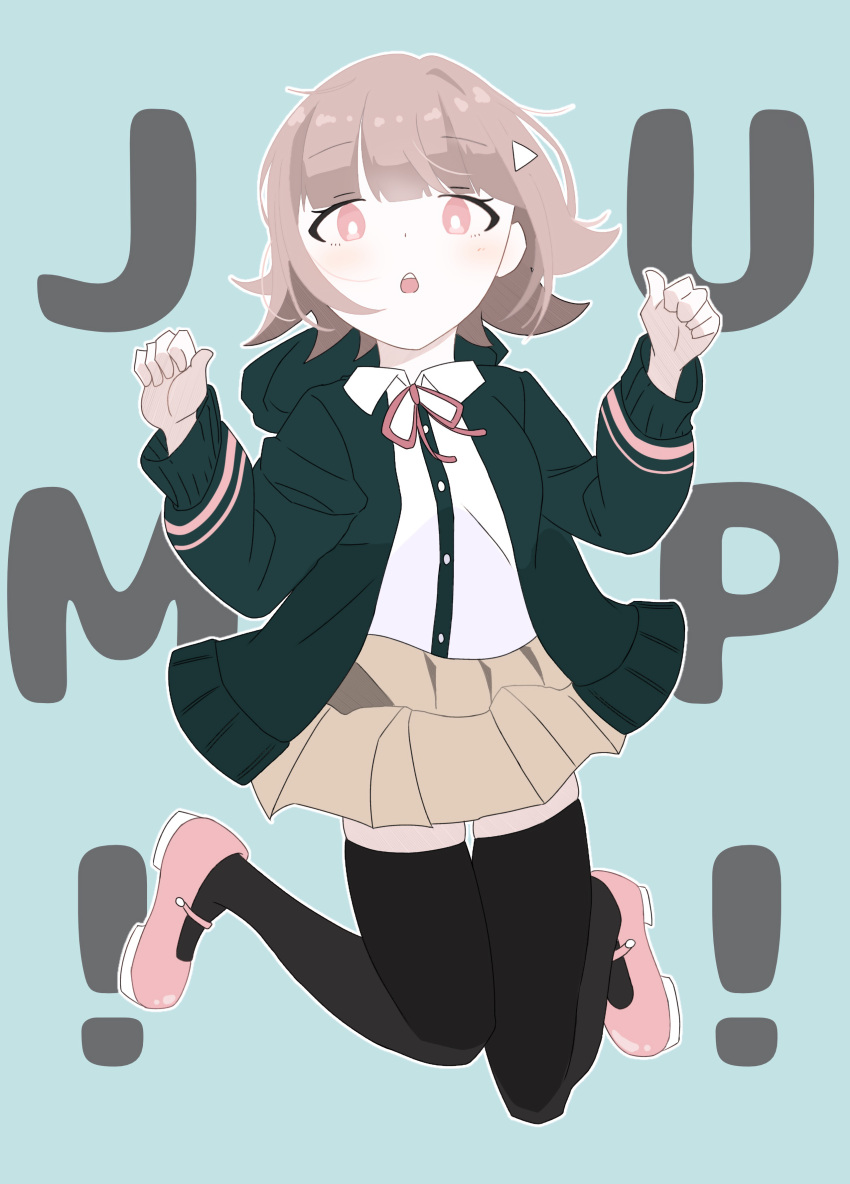 Safebooru - 1girl :o absurdres black jacket black thighhighs brown hair brown skirt collared ...