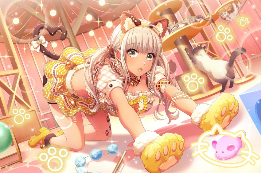 Safebooru - d4dj dress green eyes long hair matsuyama dalia smile white hair | 5708469