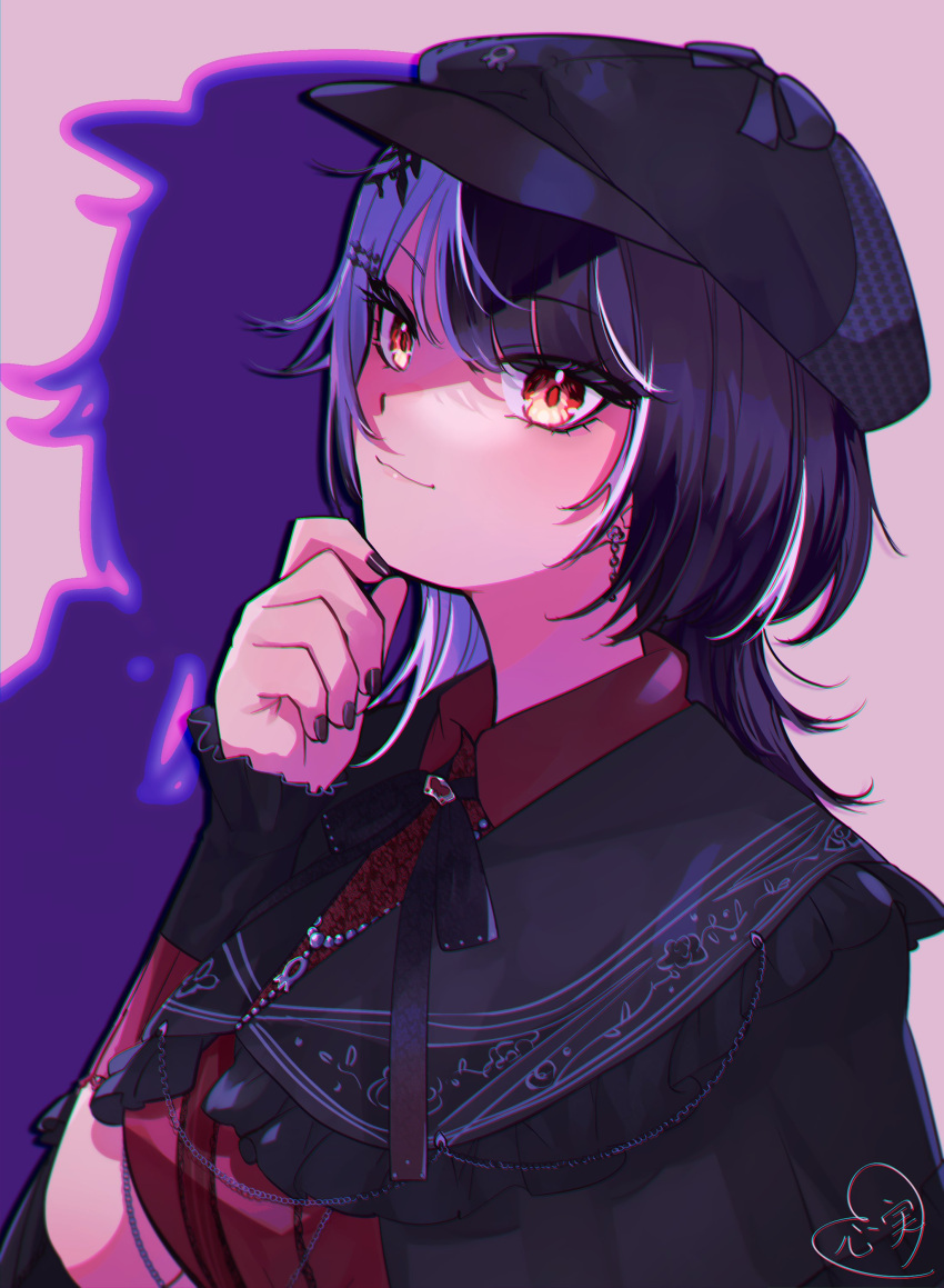Safebooru - 1girl absurdres black capelet black hair black hat black ...
