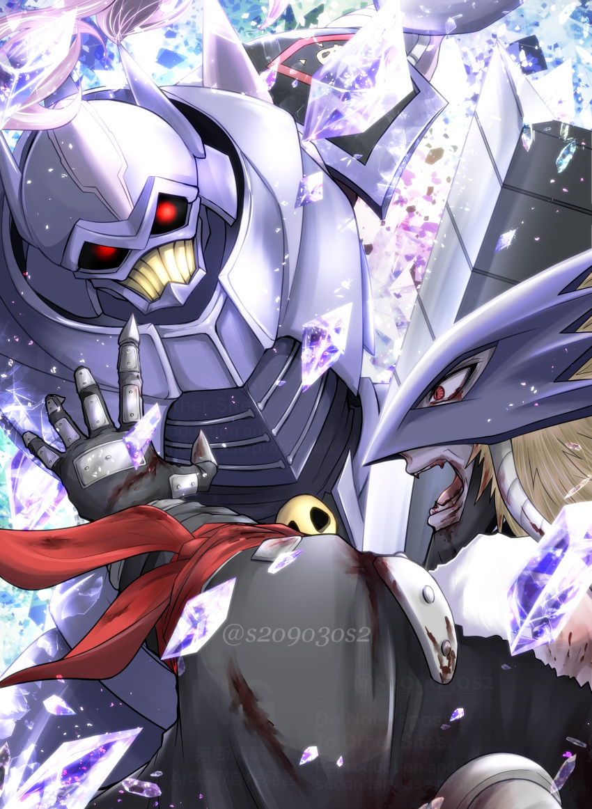 Safebooru - 2boys absurdres armor bandana bandana around arm battle ...