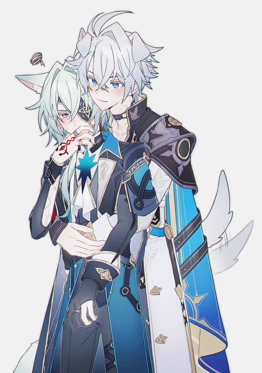 Safebooru - 2boys absurdres anaxa (honkai: star rail) animal ear fluff animal ears antenna hair ...