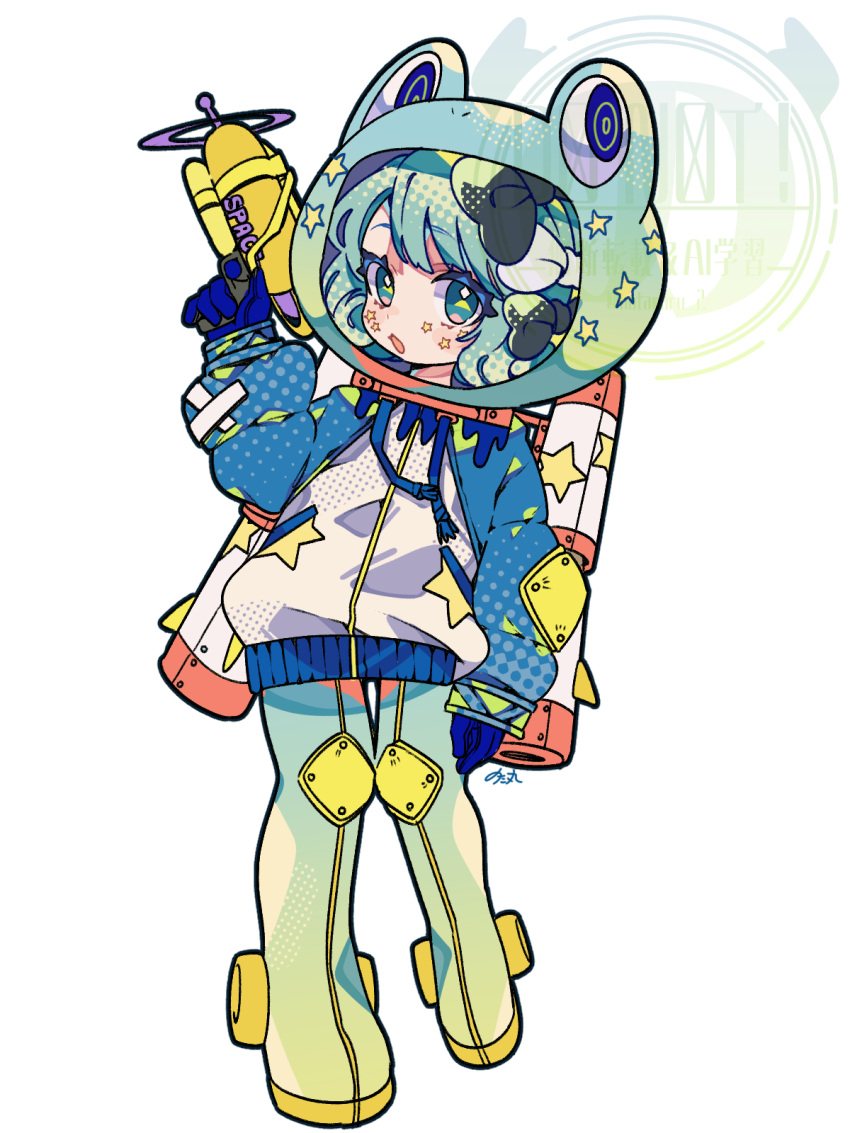 Safebooru - 1girl animal helmet blue gloves blue jacket blush stickers boots commentary request ...