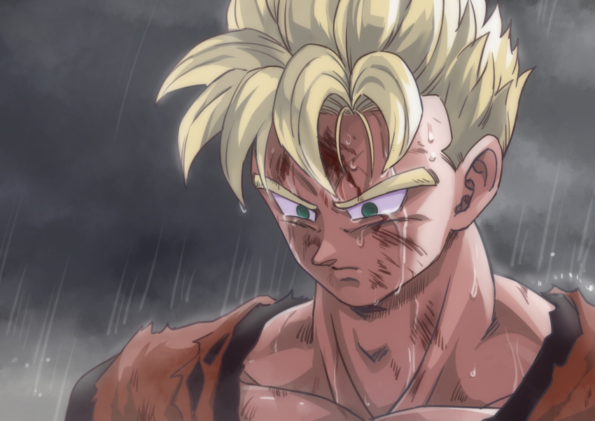 Safebooru - 1boy black shirt blonde hair blood blood on face boriroba ...