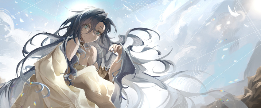 Safebooru - 1girl 37 (reverse:1999) absurdres ancient greek clothes bare shoulders blue eyes ...