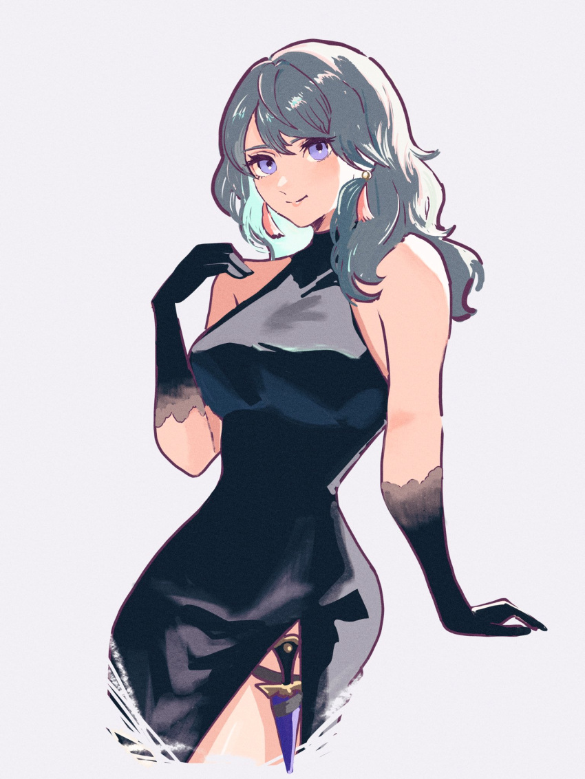 Safebooru - 1girl alternate costume alternate hairstyle black dress black gloves breasts chimney ...
