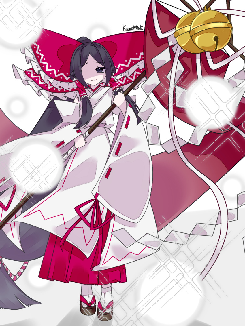 Safebooru - 1girl absurdly long hair bell black eyes black hair bow ...