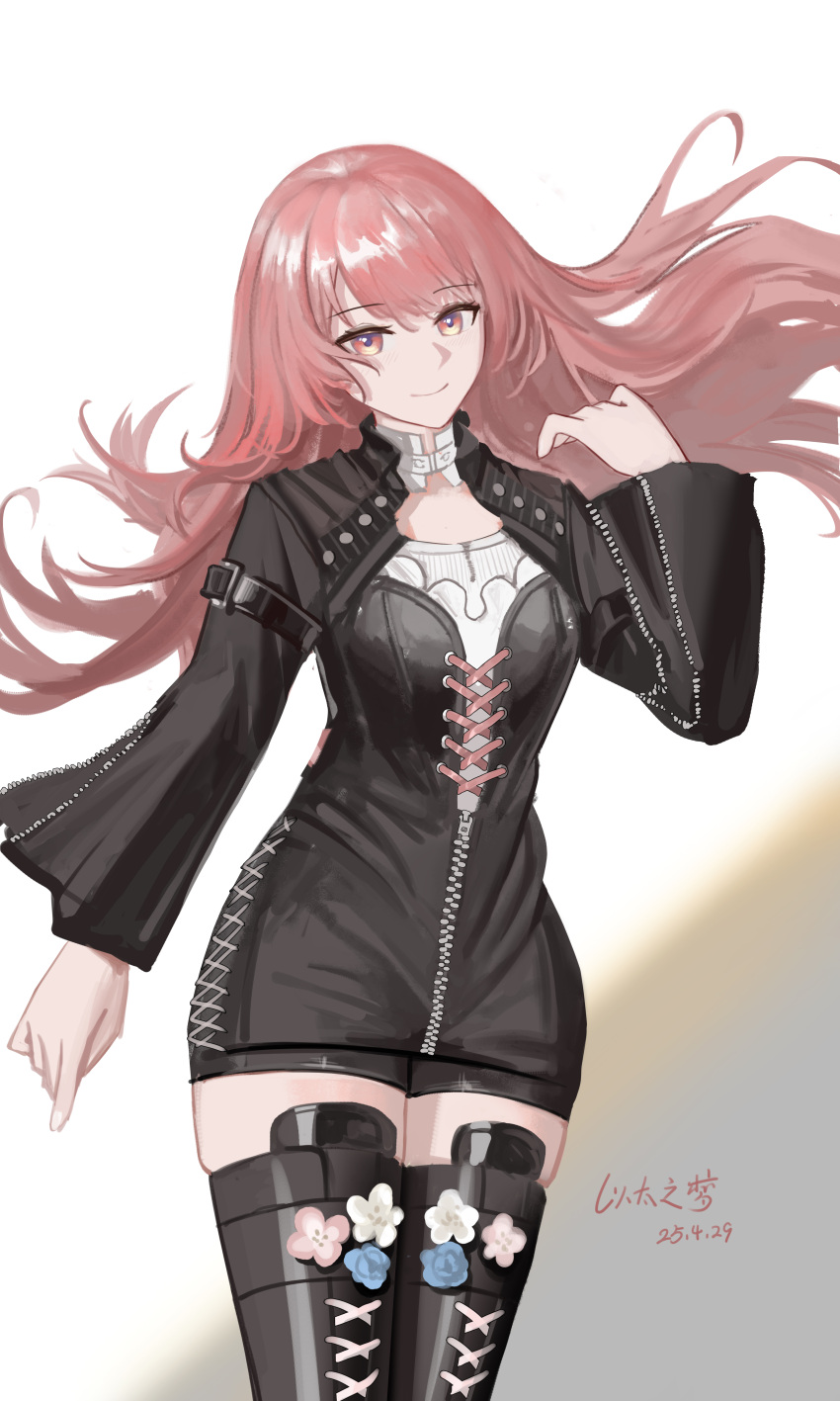 Safebooru - 1girl absurdres arknights black boots black dress black shorts blue flower blue rose ...