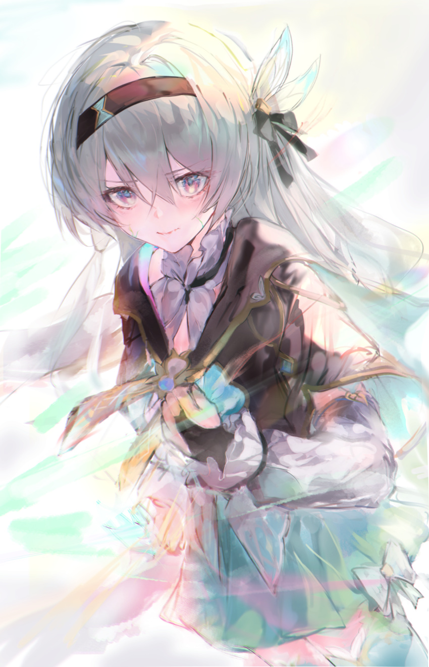 Safebooru - aqua dress aqua skirt blue pupils bridal gauntlets clenched ...