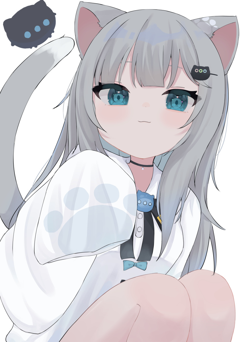 Safebooru - 1girl :3 absurdres animal ears aqua eyes black bow black bowtie black choker bow ...