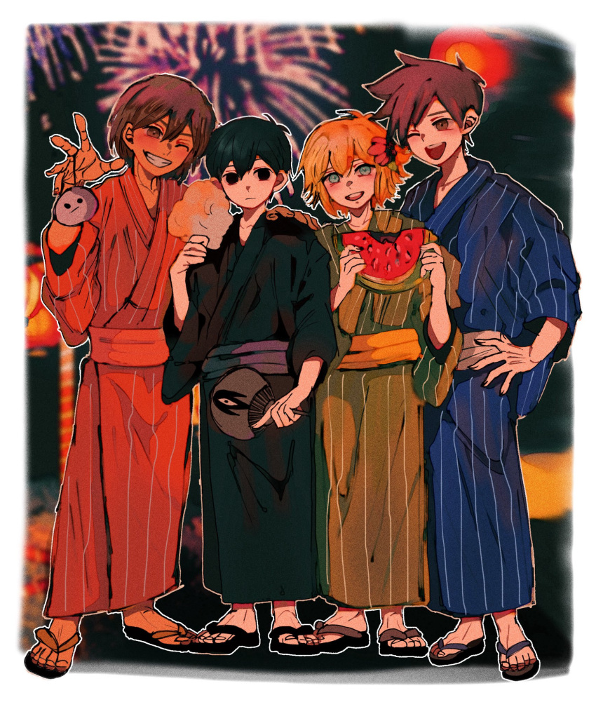 Safebooru - 4boys alternate costume antenna hair basil (faraway) (omori) basil (omori) black ...