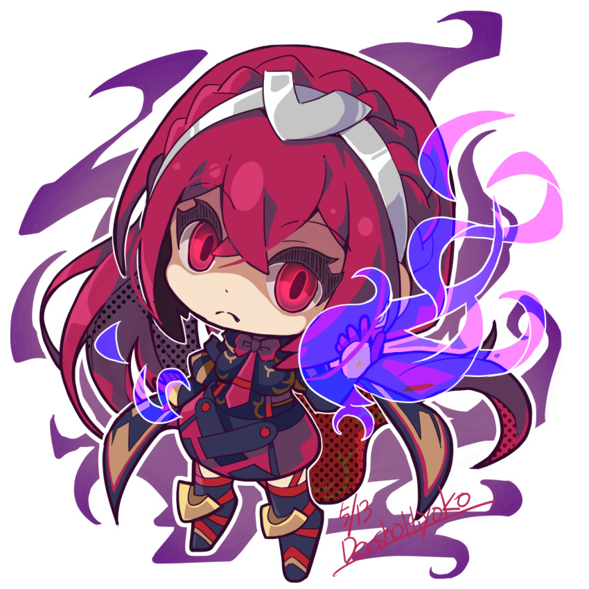Safebooru - 1girl aura braid chibi crossed bangs crown braid dark aura ...