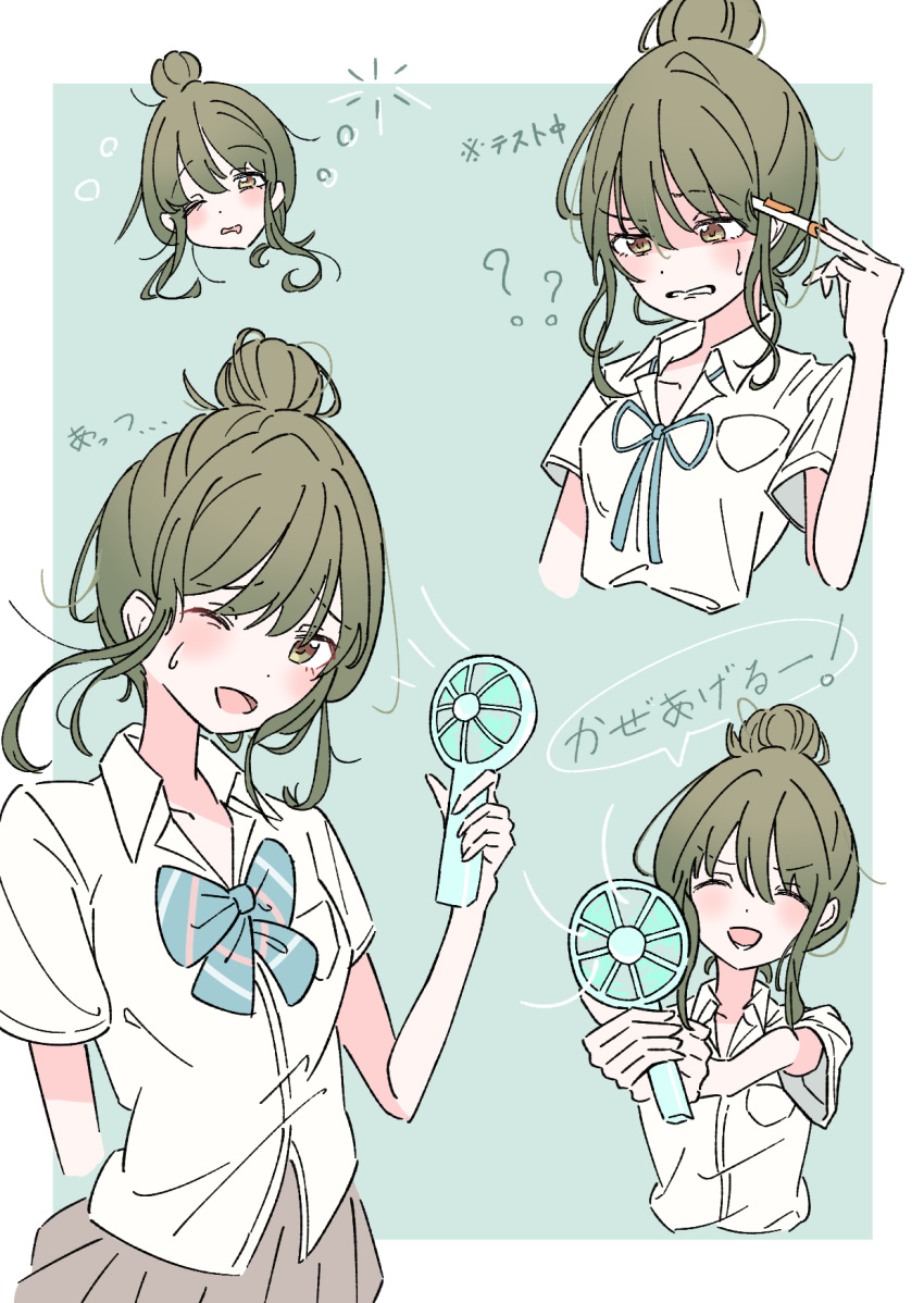 Safebooru - 1girl ^ ^ blue bow blue bowtie blue ribbon border bow ...