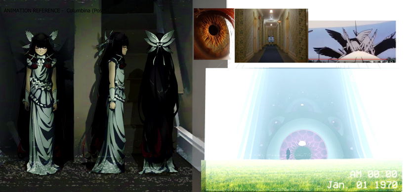 Safebooru - 1girl absurdres angel angel wings black hair closed eyes closed mouth columbina ...