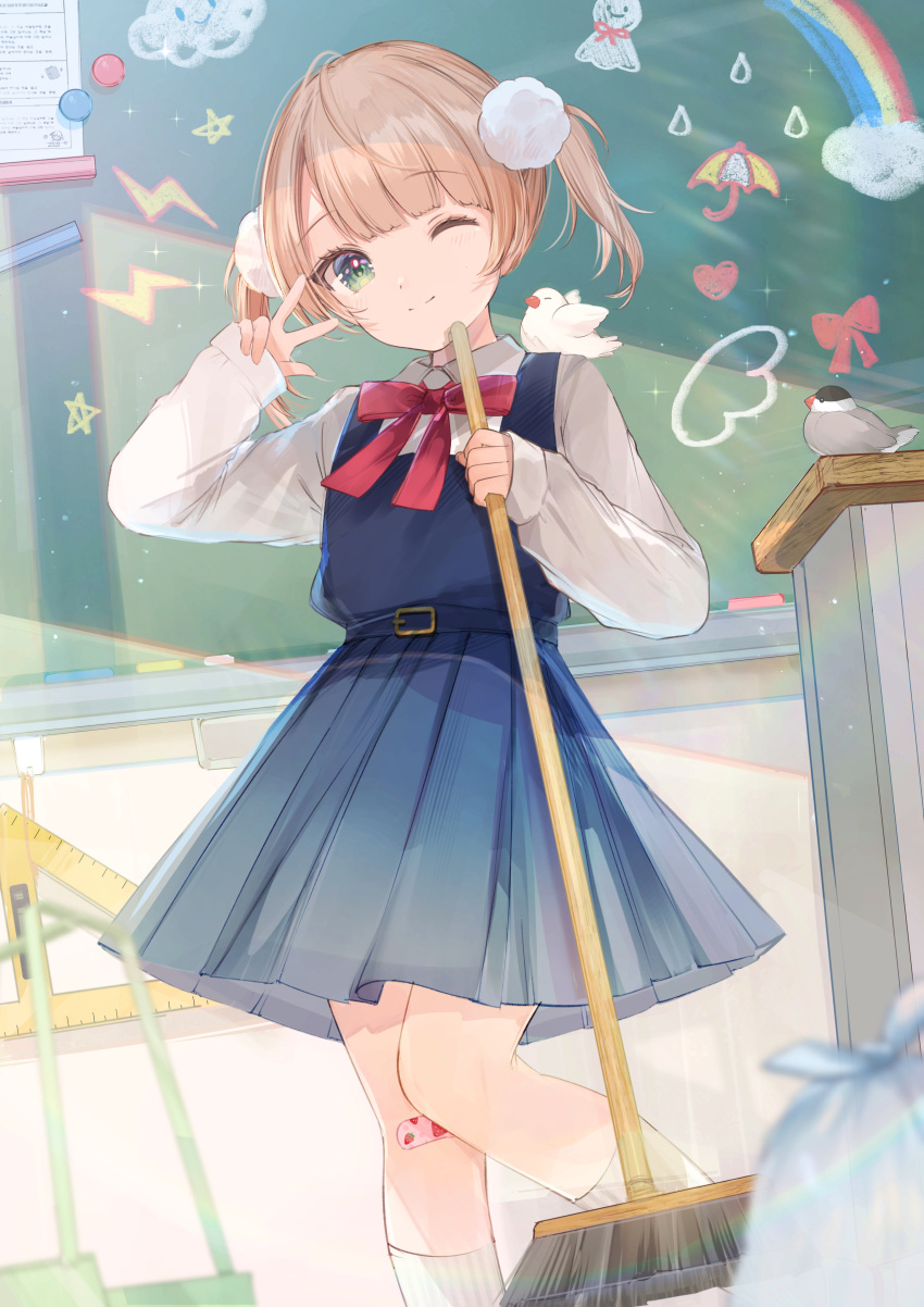 Safebooru - 1girl absurdres aged down animal animal on shoulder bag bandaid bandaid on knee ...