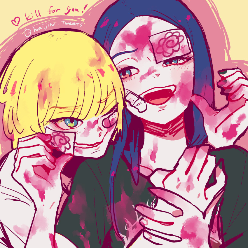 Safebooru - 2girls baby walkure bandaid bandaid on face black shirt ...