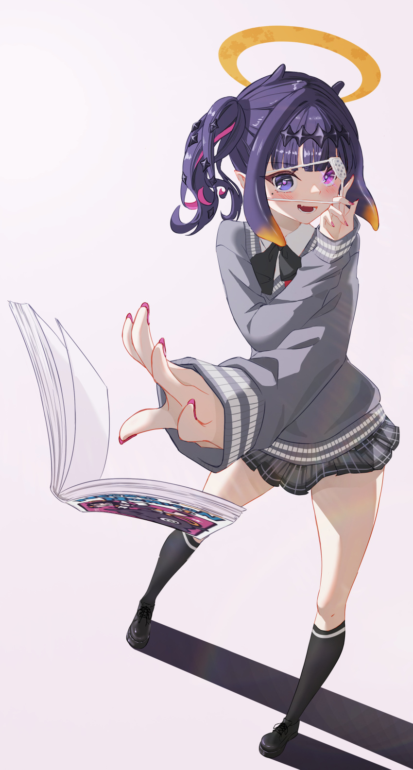 Safebooru - 1girl absurdres ao-chan (ninomae ina'nis) black ribbon black shoes black skirt black ...