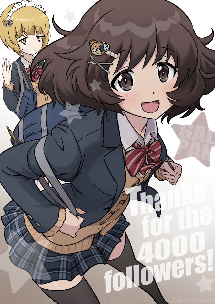 Safebooru - 2girls akiyama yukari alternate costume backpack bag black ...