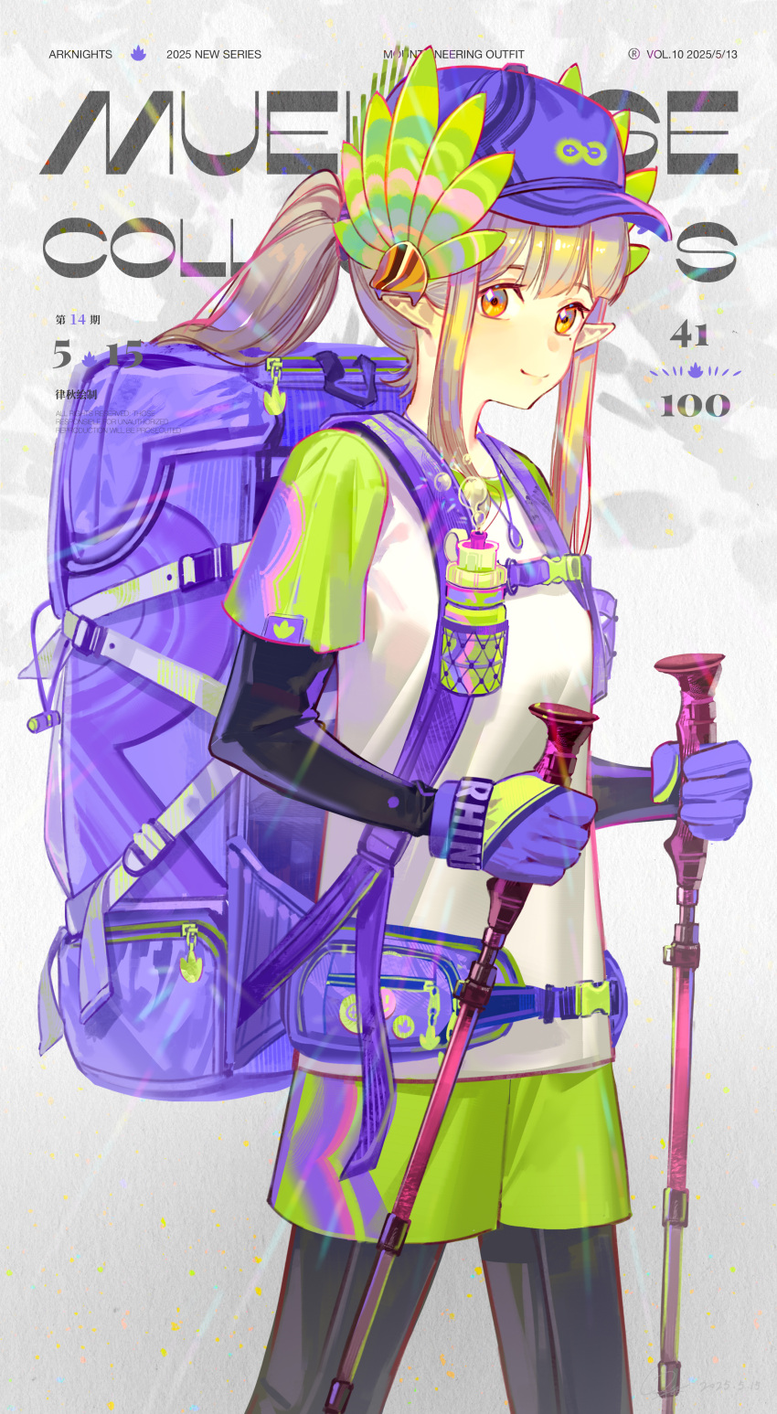 Safebooru - 1girl absurdres alternate costume alternate hairstyle arknights backpack bag blonde ...