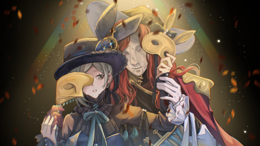 Safebooru - 1boy 1girl aleph (reverse:1999) asymmetrical gloves behind ...