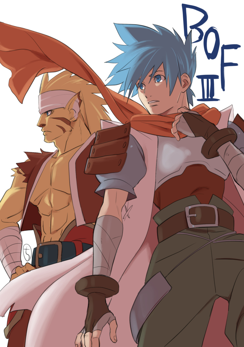 Safebooru - 2boys absurdres animal ears belt blonde hair blue eyes blue ...