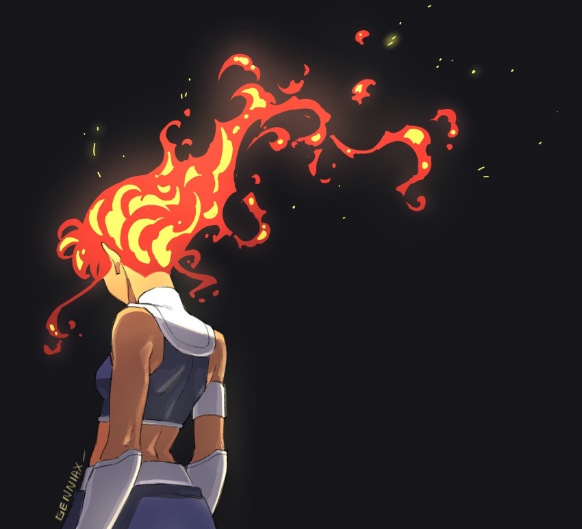 Safebooru - 1girl artist name bare shoulders black background ...