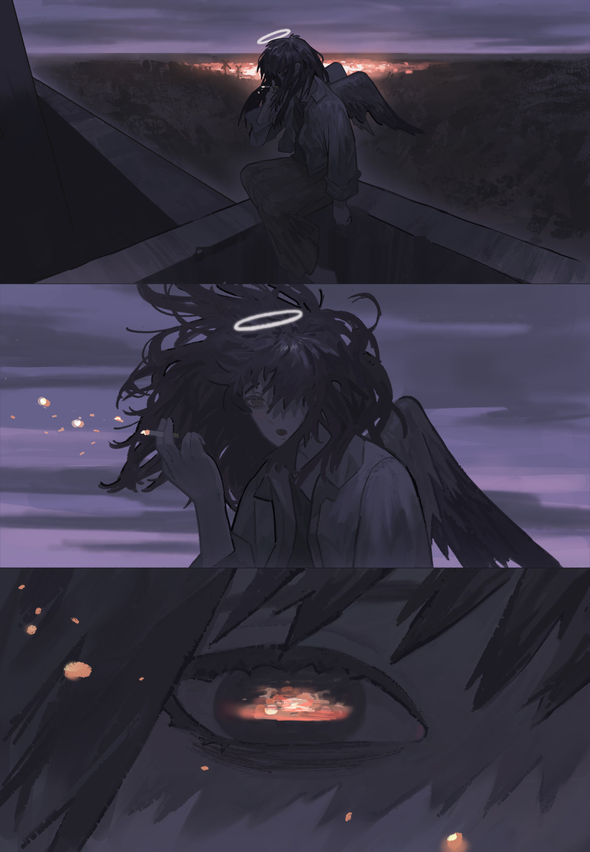 Safebooru - 0xmalam absurdres cigarette embers haibane renmei halo ...