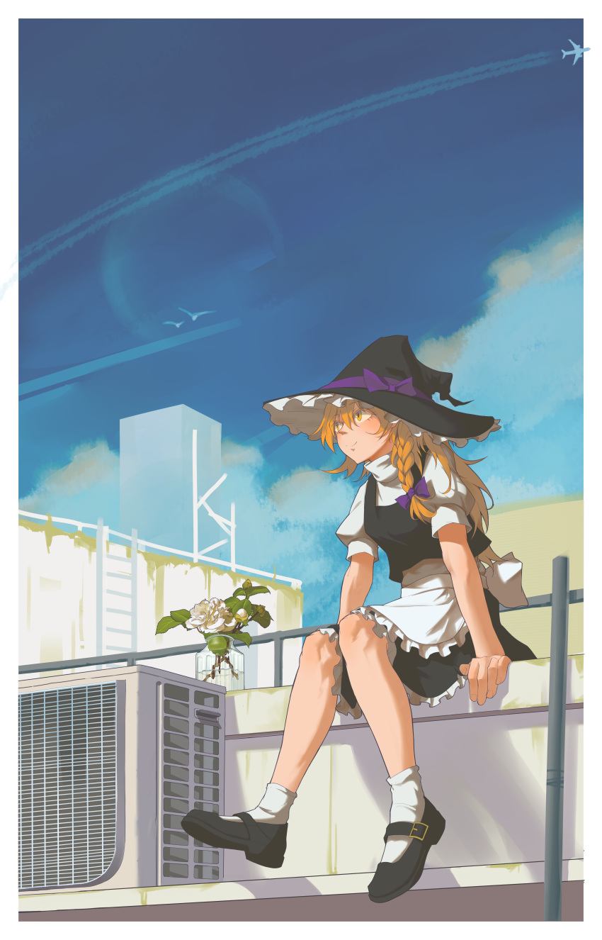 Safebooru - 1girl absurdres apron black hat black shoes black skirt black vest blonde hair ...