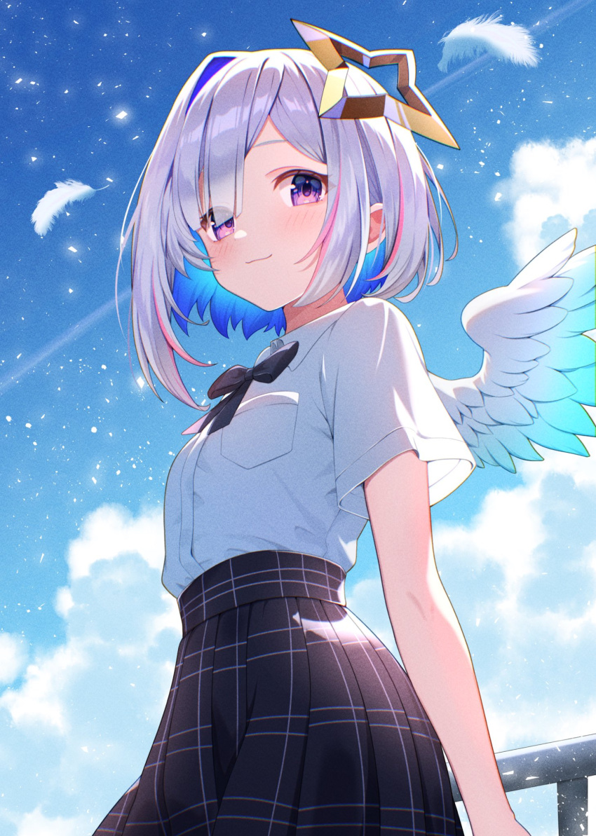 Safebooru - 1girl alternate costume amane kanata angel wings asymmetrical bangs asymmetrical ...