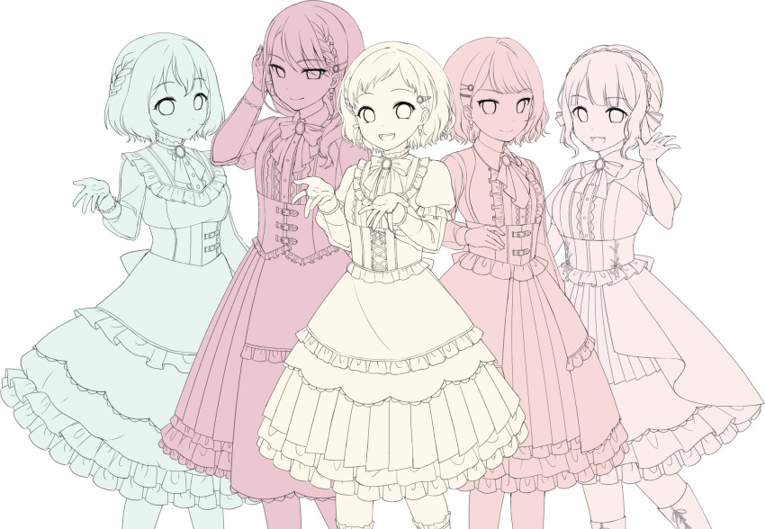 Safebooru - 5girls :d :o afterglow (bang dream!) aoba moca bang dream! braid breasts closed ...