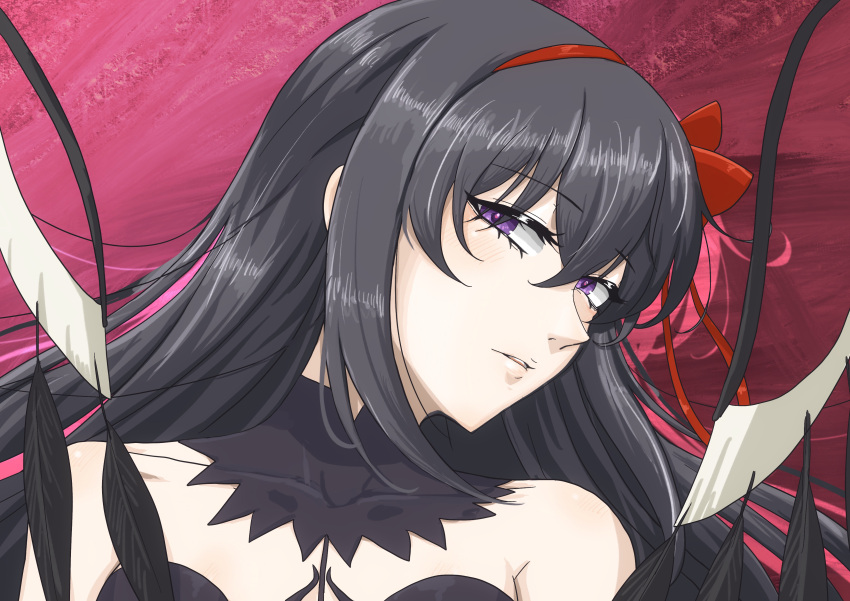 Safebooru - 1girl absurdres akemi homura akuma homura bare shoulders black dress black hair ...