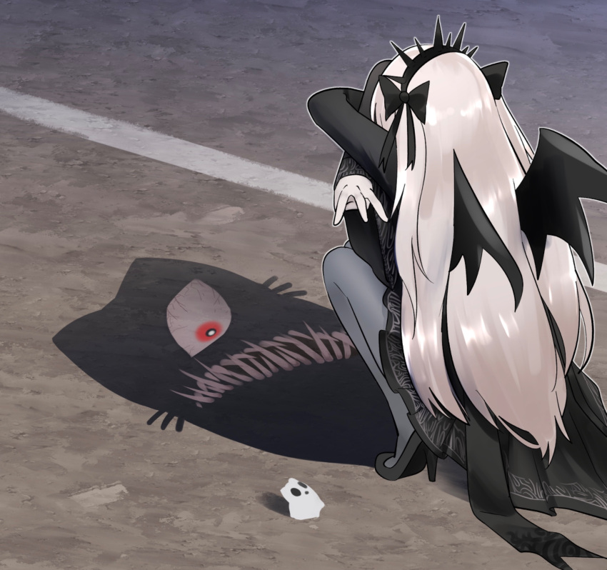 Safebooru - a bao a qu the lightless shadow black bow black dress bow cyclops demon wings dress ...