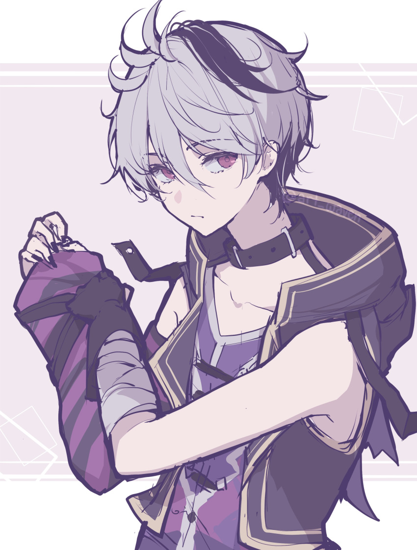 Safebooru - 1girl absurdres androgynous antenna hair arm warmers art waven bandaged arm bandages ...