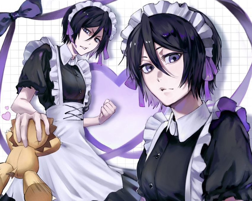 Safebooru - 1girl alternate costume apron black dress black hair bleach dress enmaided hair ...