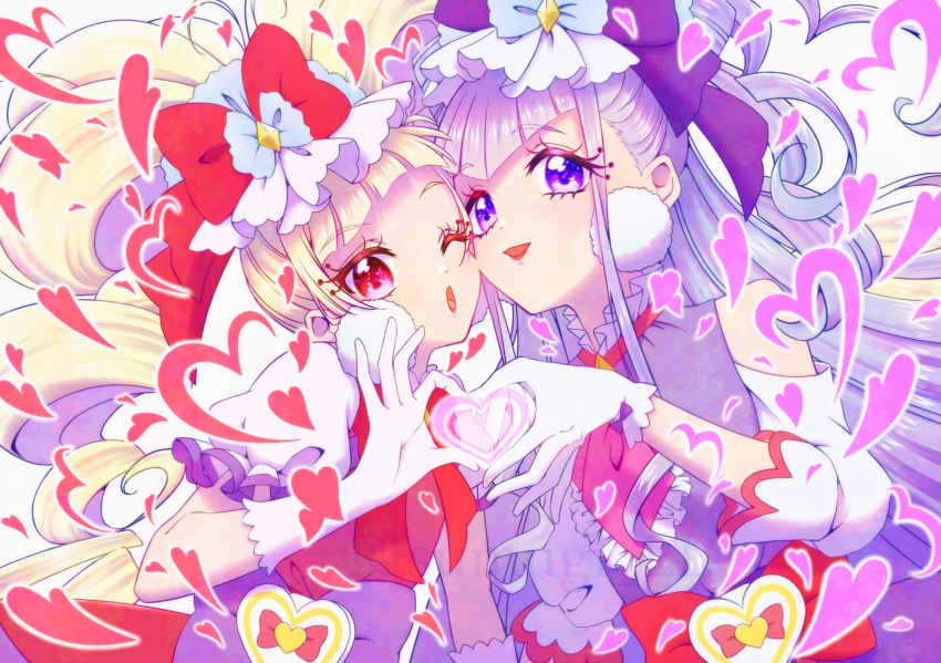 Safebooru - 2girls :d :o aisaki emiru ascot blonde hair bow bowtie ...
