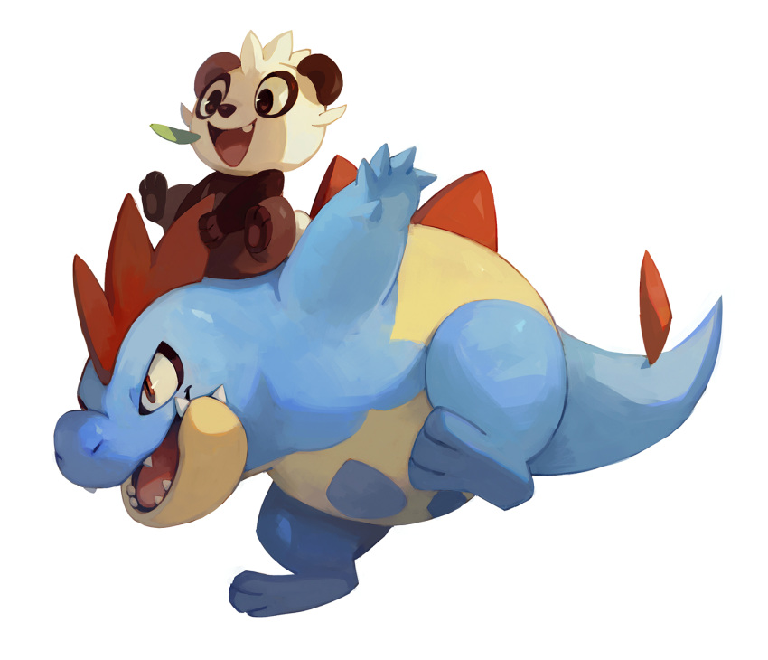 Safebooru - bluekomadori brown eyes croconaw full body highres leaf ...