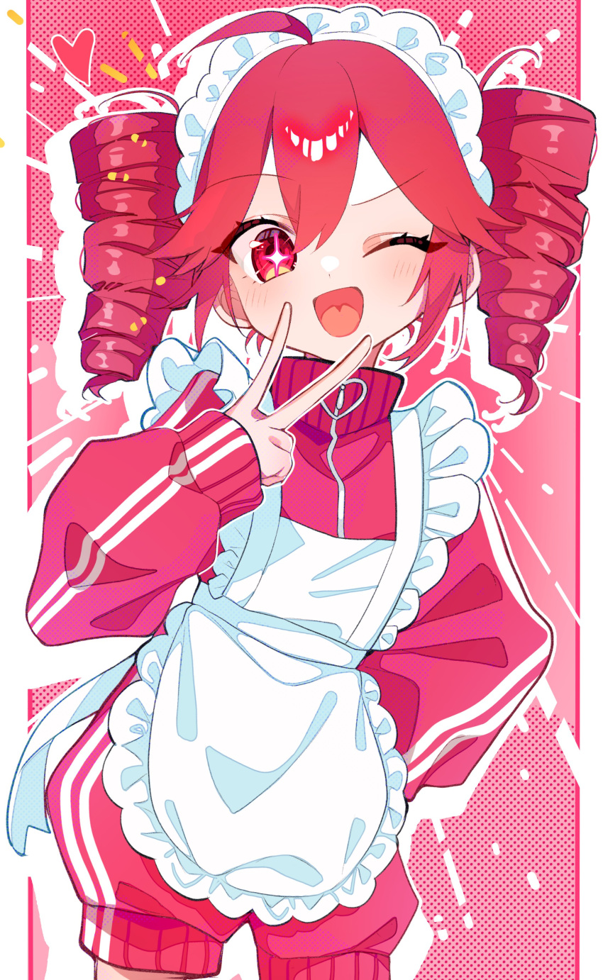 Safebooru - 1girl absurdres ahoge alternate costume apron blush cowboy shot drill hair flat ...