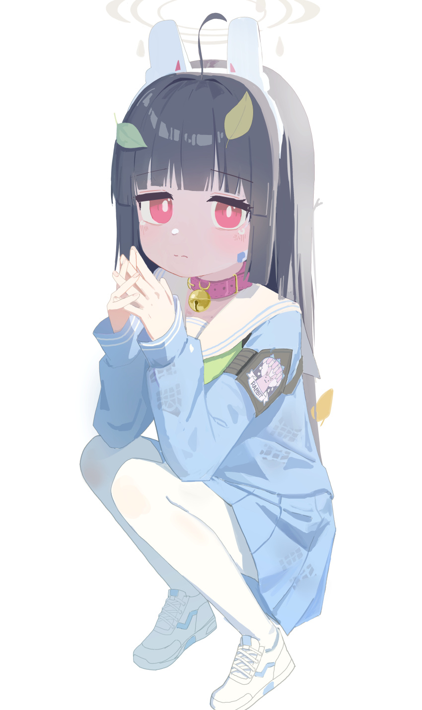 Safebooru - 1girl absurdres armband bell black armband black hair blue archive blue skirt grey ...