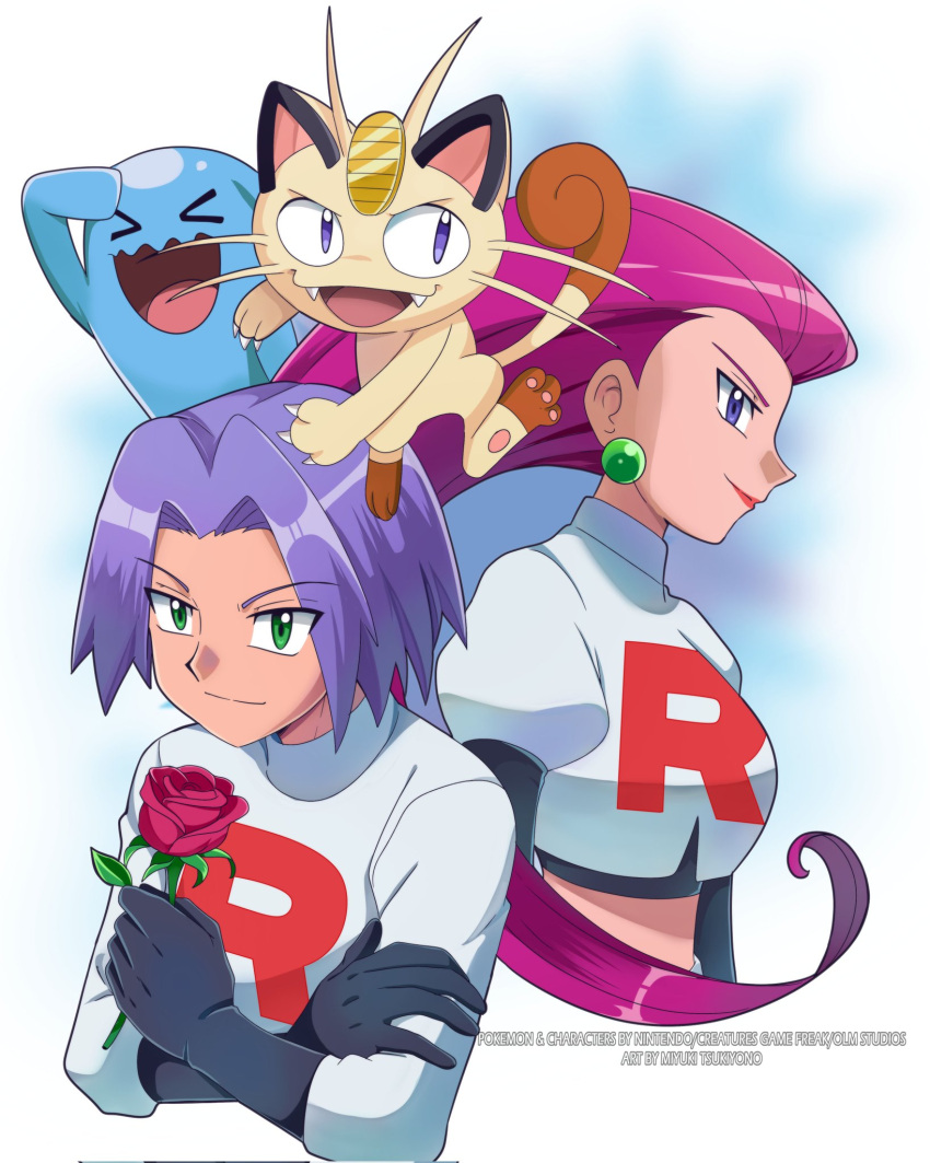 Safebooru - 1boy 1girl 1other black gloves blue eyes blue hair crossed ...