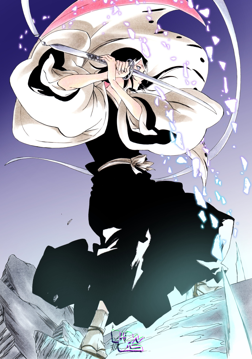 Safebooru - 1girl absurdres black hair black hakama black kimono bleach ...