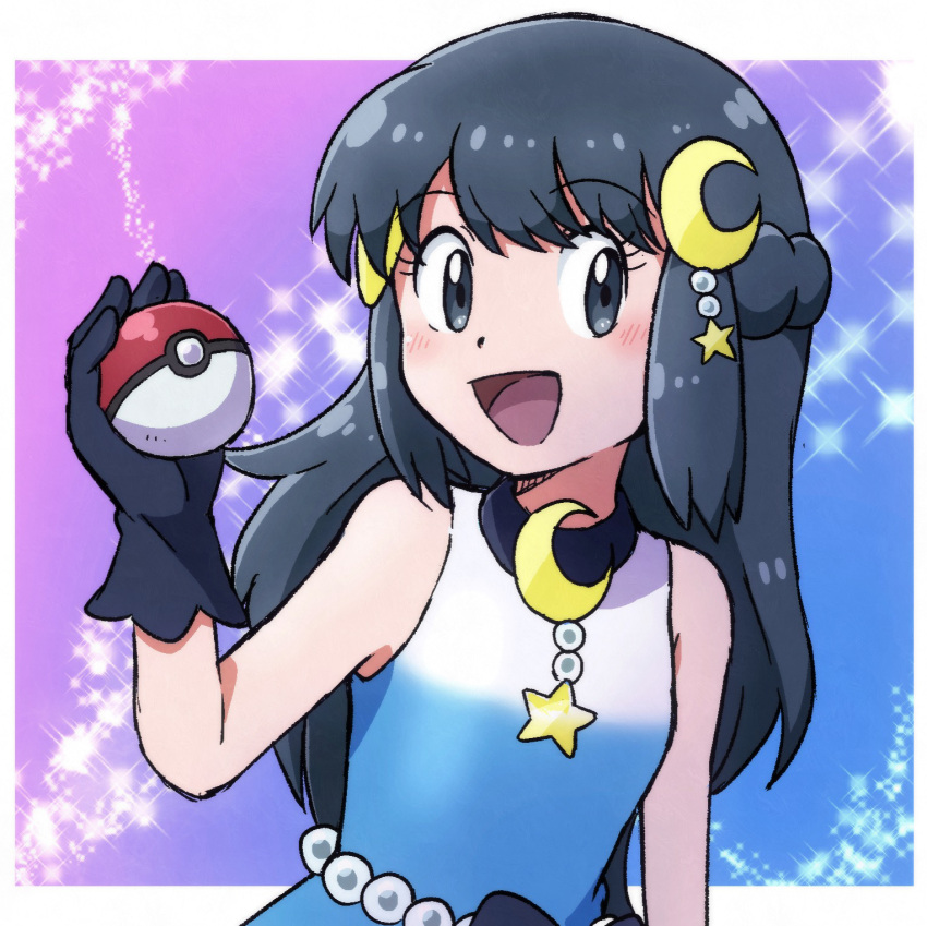 Safebooru - 1girl black eyes black hair blue dress crescent crescent ...