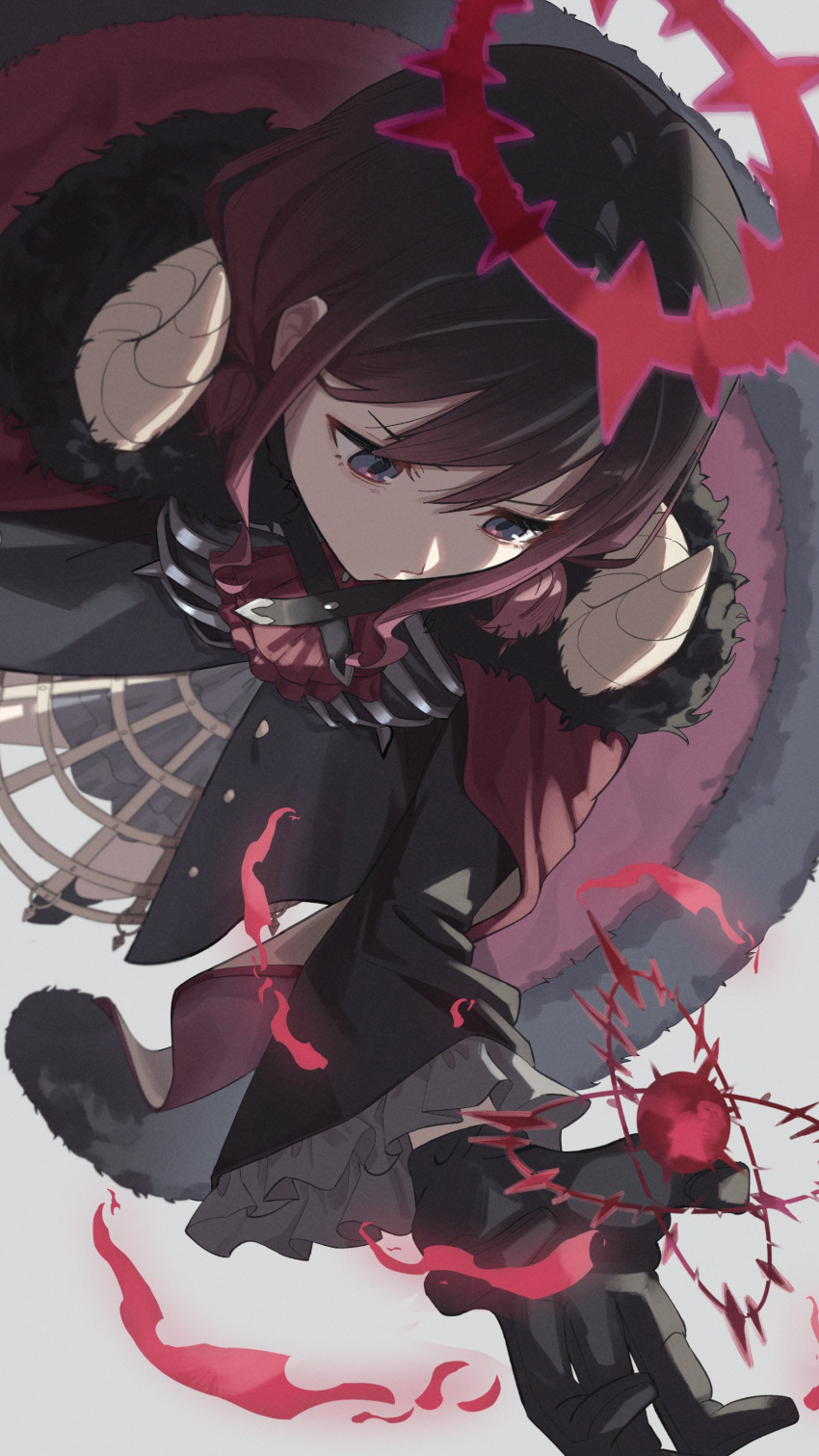 Safebooru - 1girl absurdres black coat black gloves blue eyes cape closed mouth coat commentary ...