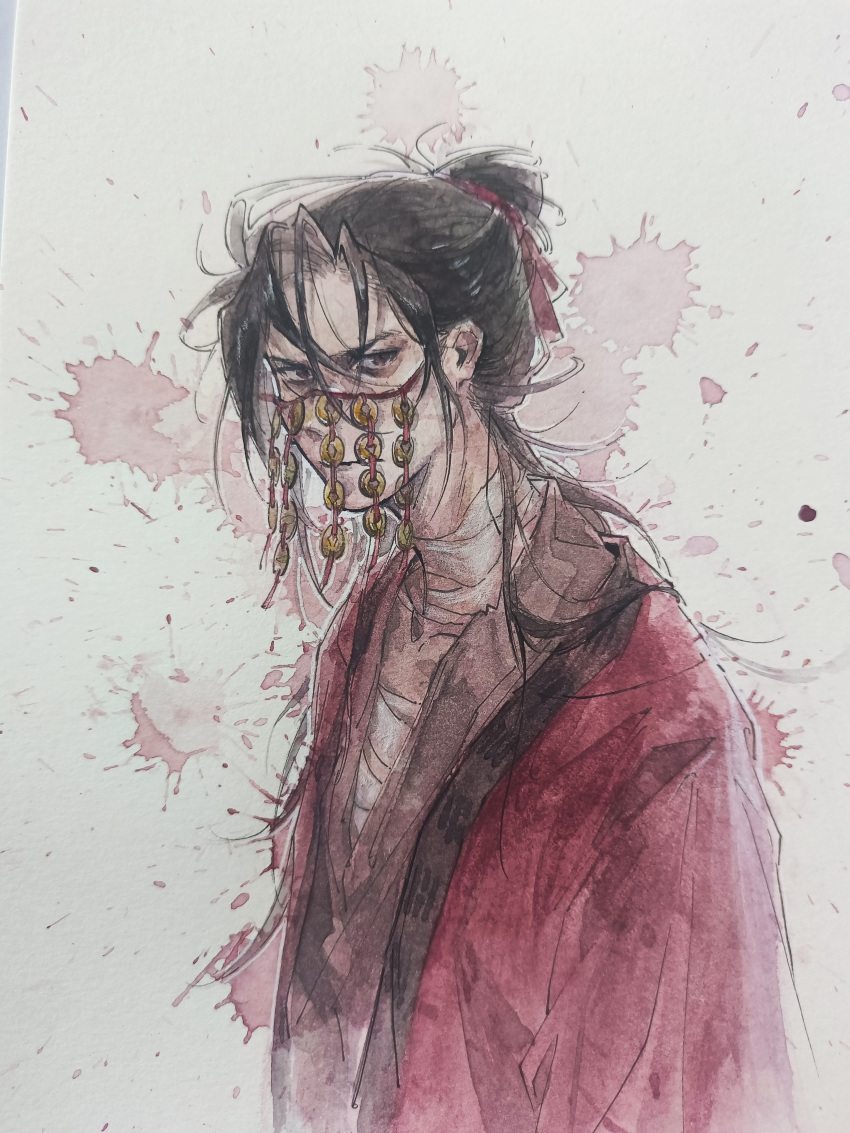 Safebooru - 1boy absurdres bags under eyes baibai66538 bandaged chest bandaged neck bandages ...